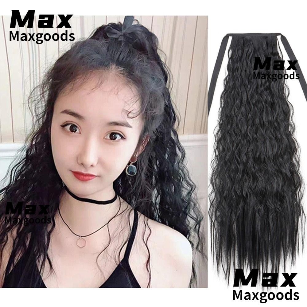 Maxg คลิปวิกผมผมหยิก, วิกผมหางม้าสายรัดผมหนาแบบผูกเชือกพอง, แฟชั่น 50 ซม. ยาวม้วนผ้าโพกศีรษะ ...