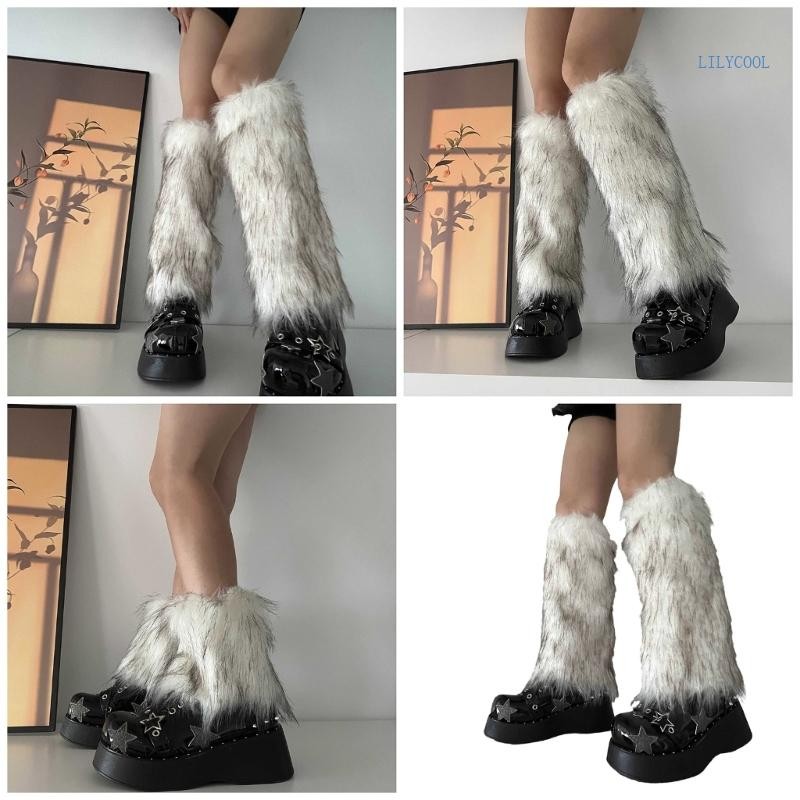 CH ผู้หญิง Faux Furs ขาอุ่น Furry Fuzzy ขาอุ่น Soft Boot Cuffs ฝาครอบ ...