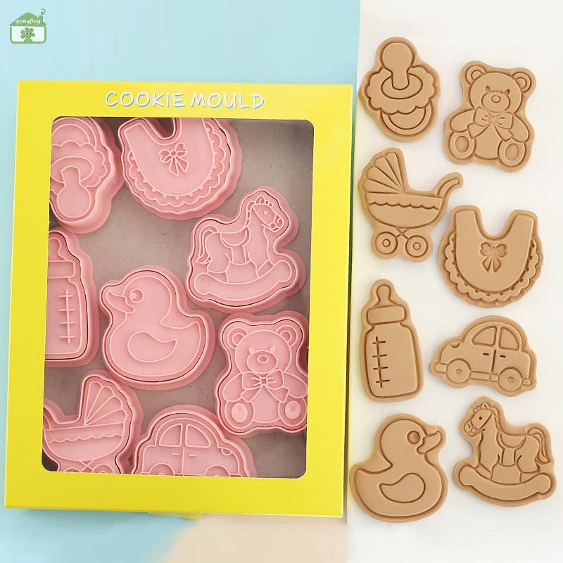 Dong 8 ชิ้น/เซ็ต DIY ธีมเด็กการ์ตูนคุกกี้ Embosser เครื่องตัด 3D Baby ...