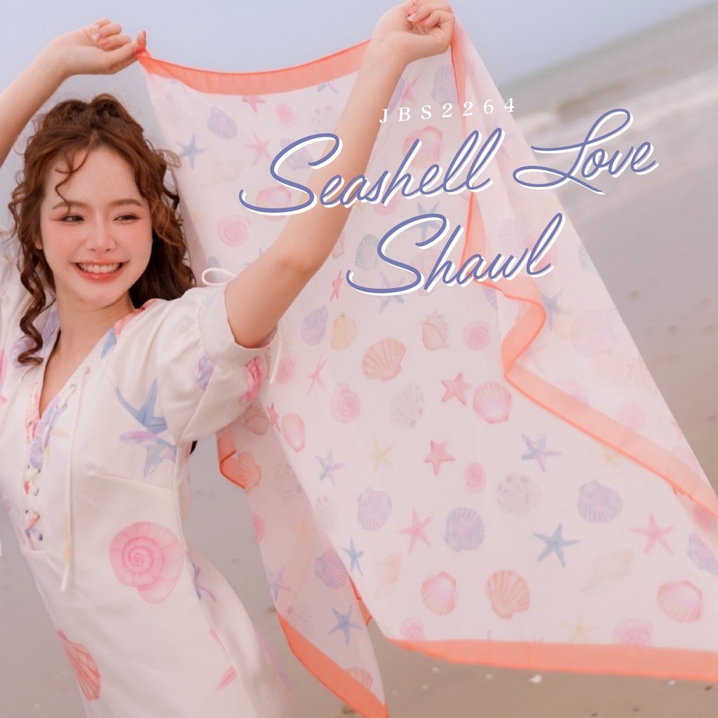 #JBS2264 Seashell Love Shawl ผ้าคลุมอเนกประสงค์ | Shopee Thailand