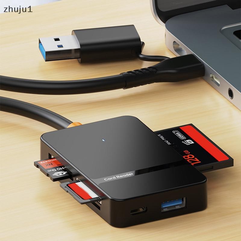 [zhuju1] 8in1 Type-C CF เครื่องอ่านการ์ดหน่วยความจําสําหรับ TF/SD/MS การ์ด USB แฟลชดิสก์อะแดปเต ...