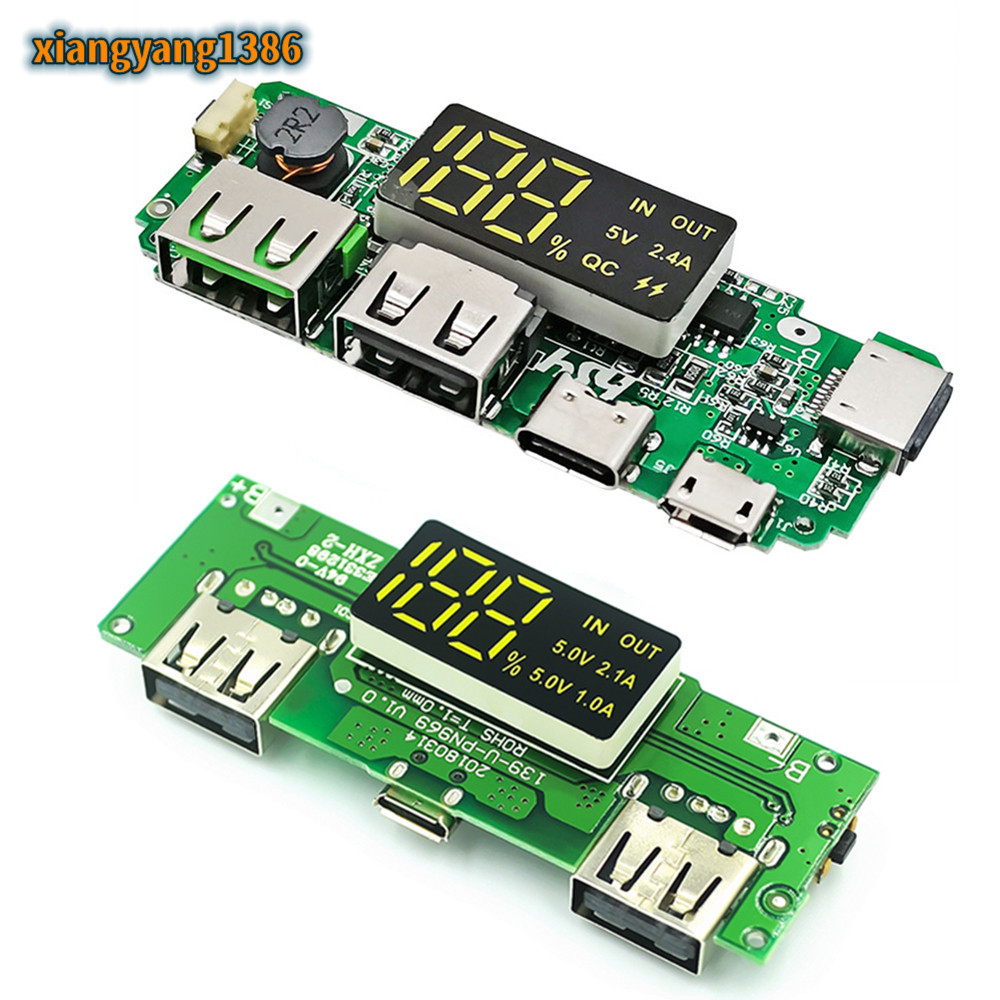 Led Dual USB 5V 2.4A 2A 1A Micro/Type-C USB Mobile Power Bank 18650 ...