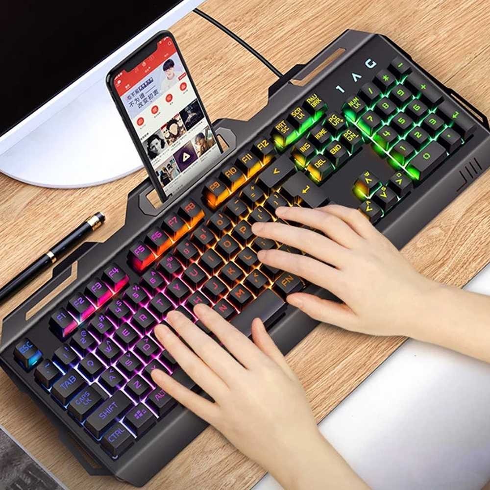 Yindiao Gaming Keyboard แบบมีสาย USB RGB กันน้ํา 104 คีย์เมมเบรน - V2 ...