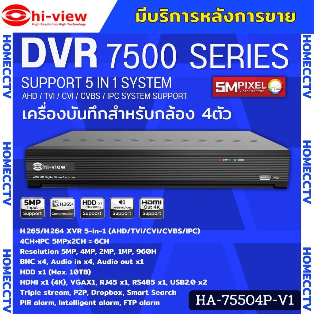 Hiview เครื่องบันทึกกล้องวงจรปิด 4ช่องรุ่นใหม่ มีระบบAI HA-75504-AI รองรับกล้อง Hi-view 5ล้าน ...