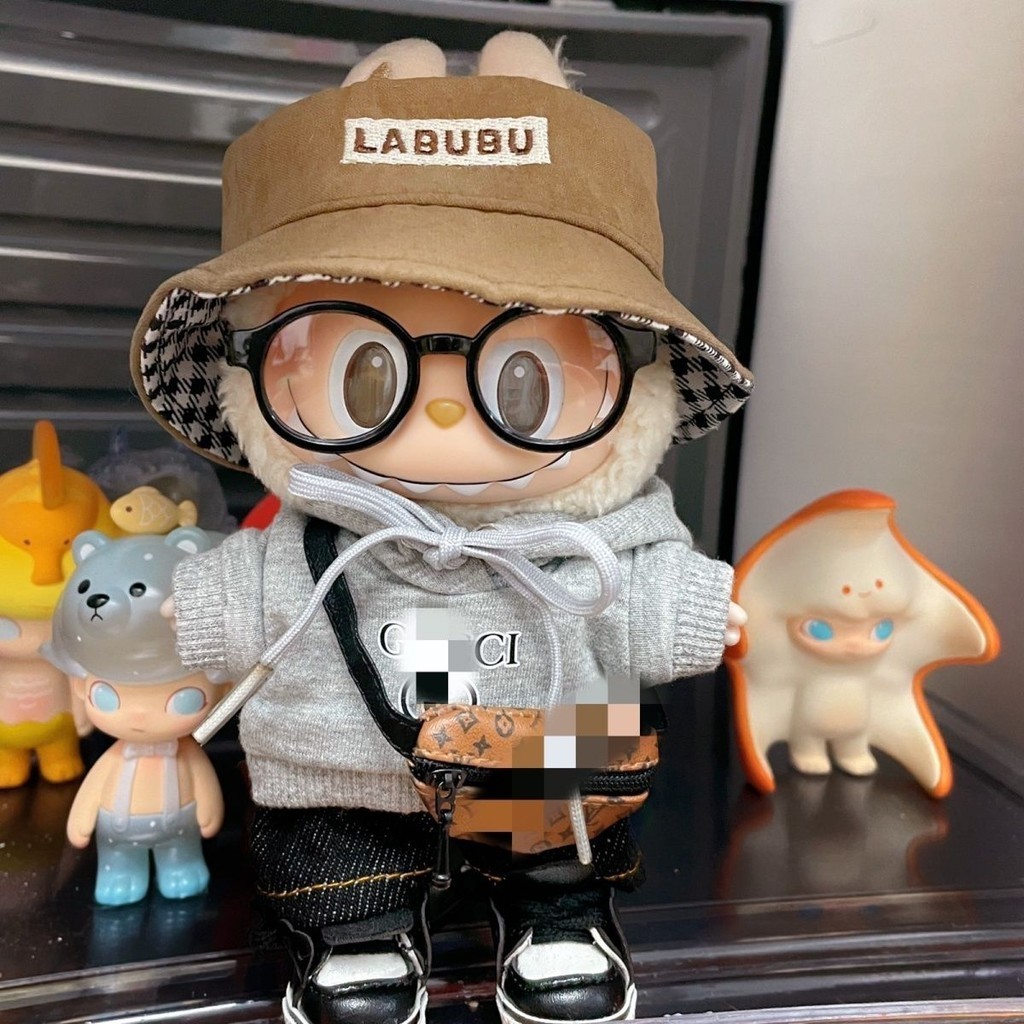 Labubu Hat Bucket Hat 17cm จี้ Ragdoll เสื้อผ้าไวนิลชุด labu Doll ...