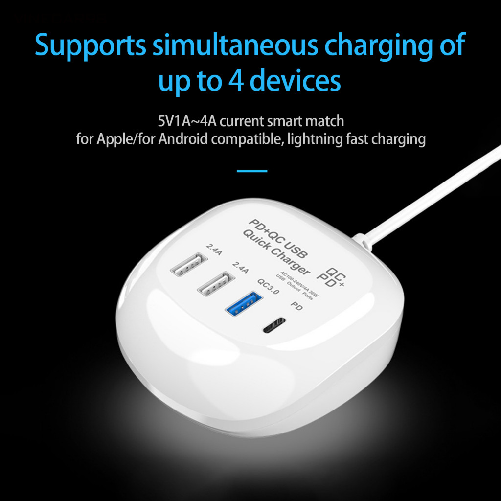 Vine USB แถวซ็อกเก็ตป้องกันหลายอัจฉริยะการจับคู่ปัจจุบัน QC30 PD 20W ...