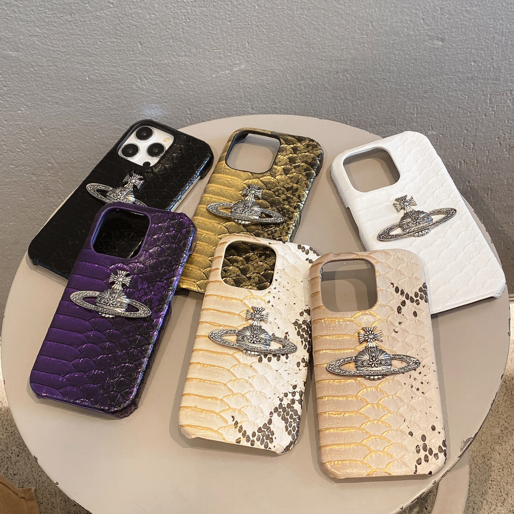 Vivienne Westwood หรูหราหนังจระเข้ vintage เคสโทรศัพท์สําหรับ iphone 16 15 14 13 12 11 Pro Max ...