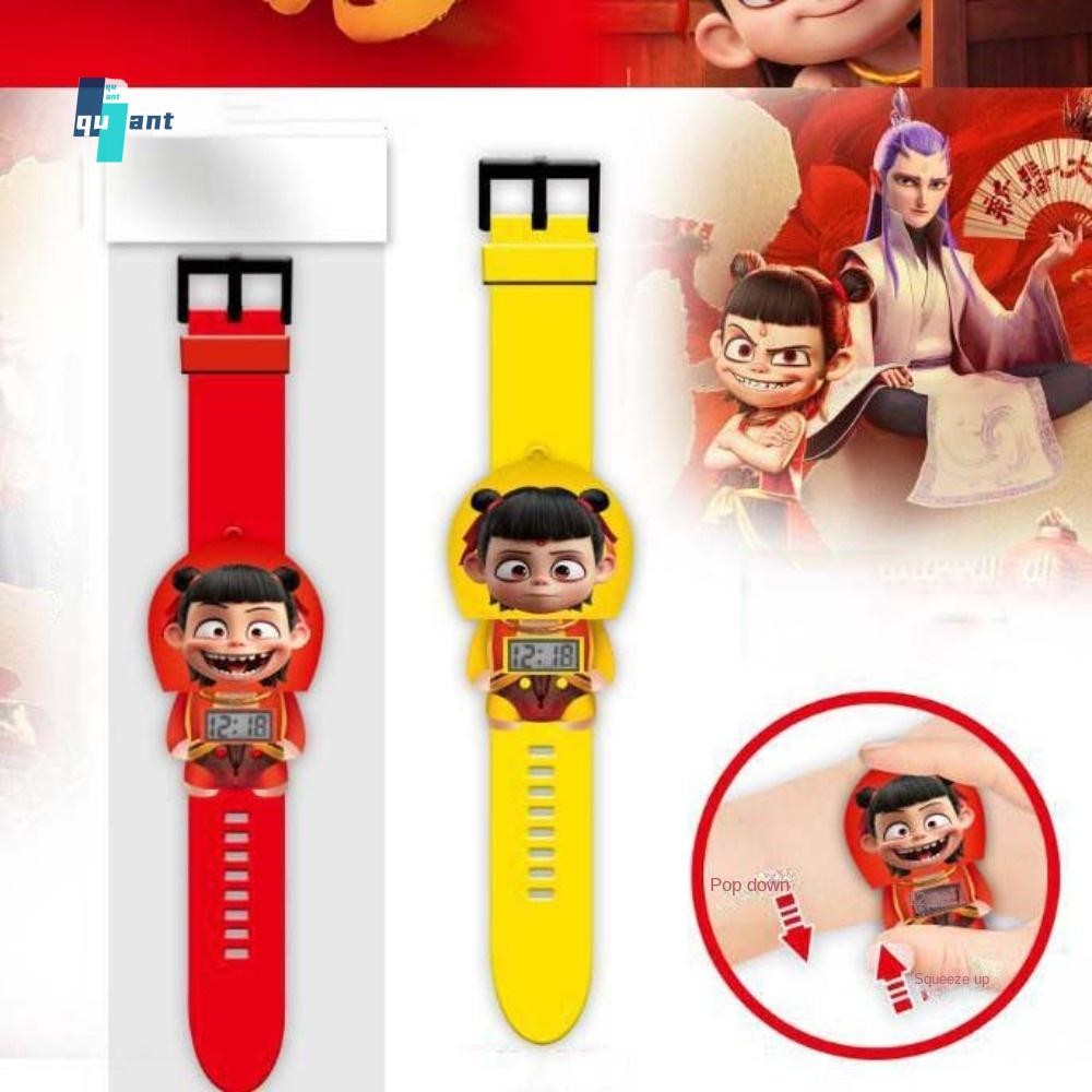 Quantumsky Ne Zha นาฬิกา, Creative ปรับนาฬิกาข้อมือการ์ตูน, แบตเตอรี่ปุ่มใหม่สีแดง ABS NeZha พัด ...