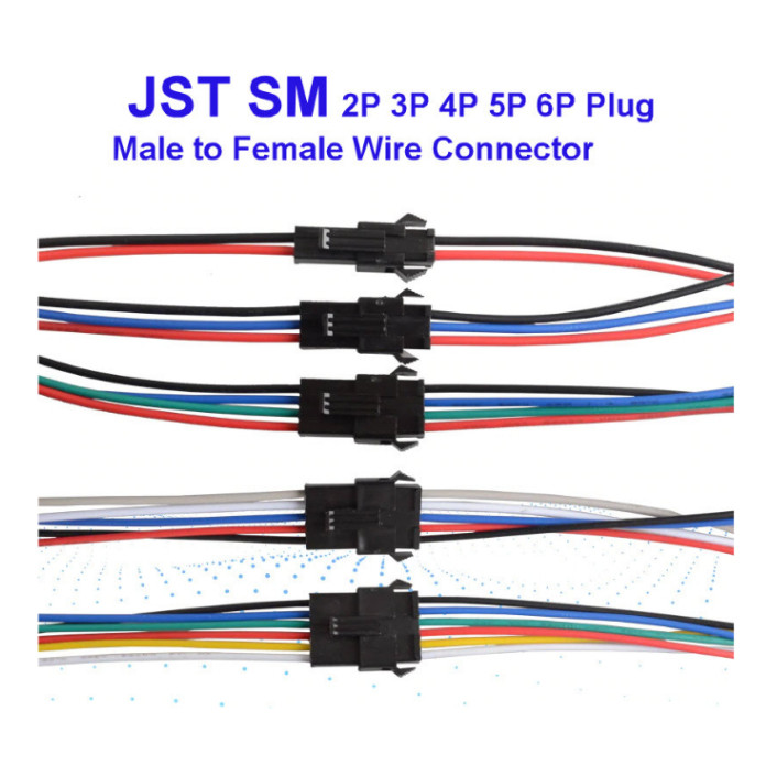 JST SM Male Female Plug Connector Cable 2pin 3pin 4pin 5pin 6pin | Shopee Thailand