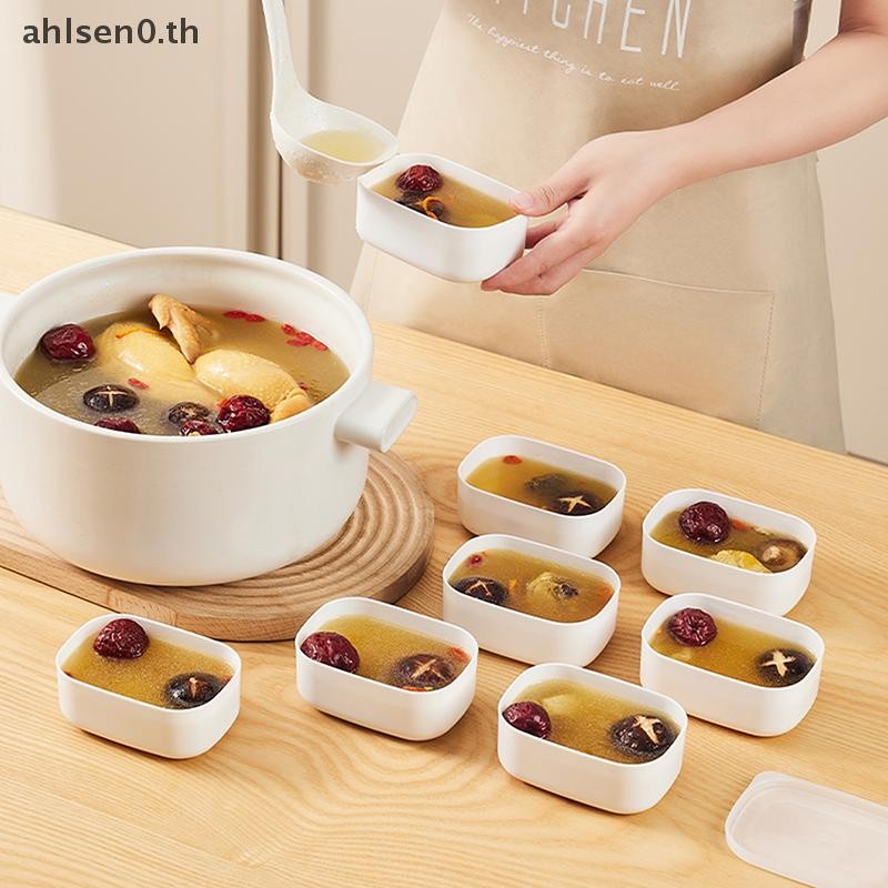 Ahlsen0 4/8PCS ตู้เย็นฝุ่นพร้อมฝาปิดปิดผนึกกล่องเก็บของสดเตาอบไมโครเวฟความร้อนได้ Bento กล่อง ...