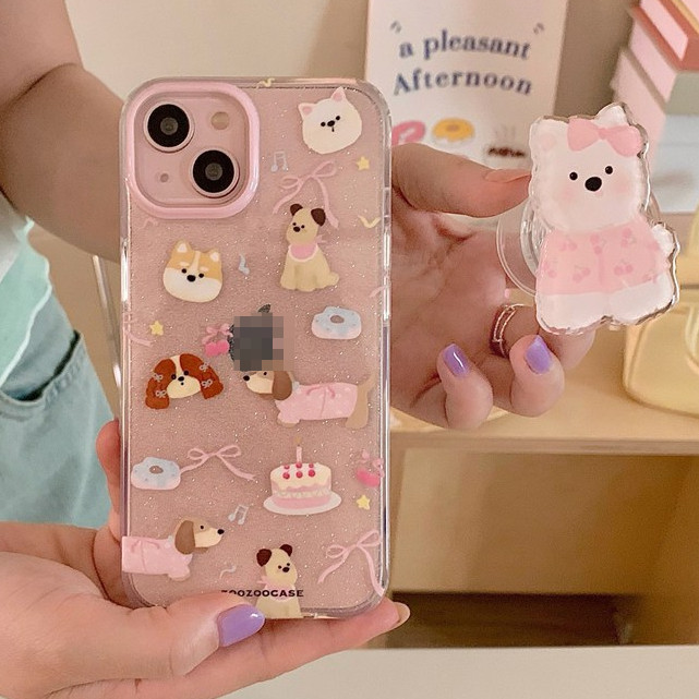 เคสโทรศัพท์มือถือแบบนิ่ม ใส ลายการ์ตูนน่ารัก พร้อมที่ตั้งวาง สําหรับ ...