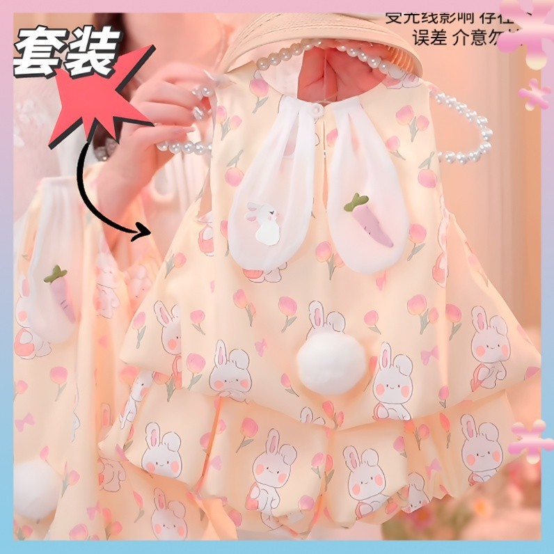 Girls' Summer Suit2024New Baby Girl Korean Princess Style Cute Two ...
