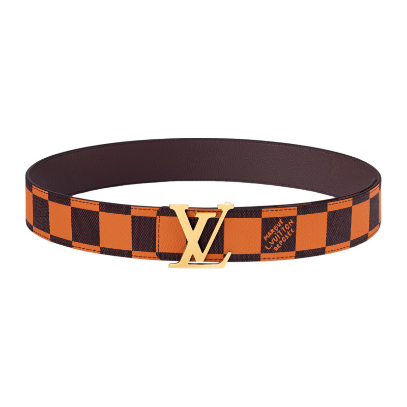 LV/Louis Vuitton Men's 2024 Spring/Summer Orange Plaid Canvas and Cow ...