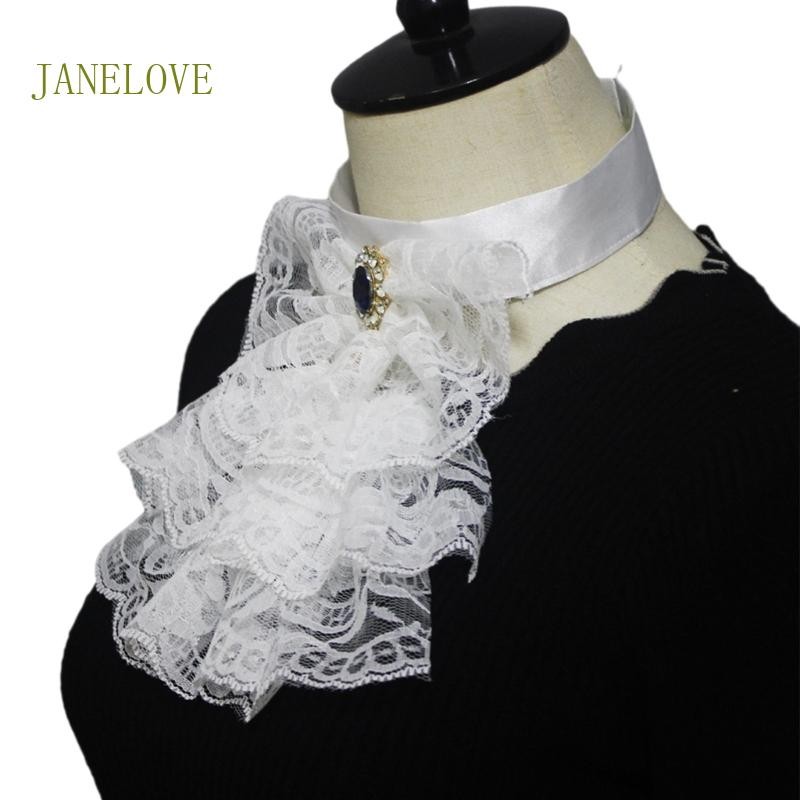 Jlove Faux Collar Victorian Detachable Collar Ruffled Lace Jabot Neck Collar เครื่องแต่งกาย ...