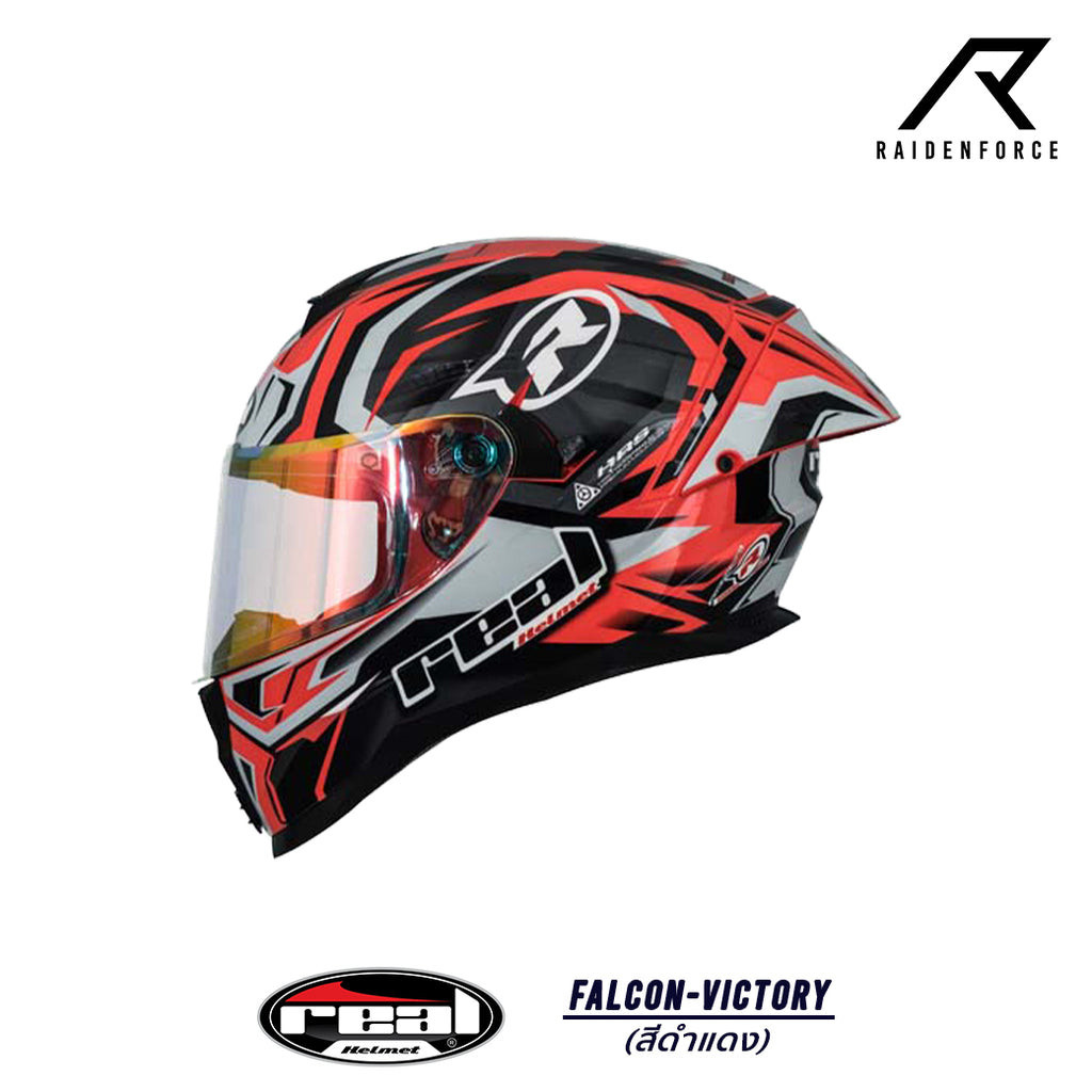 หมวกกันน็อค REAL Helmet Falcon VICTORY ดำ แดง | Shopee Thailand