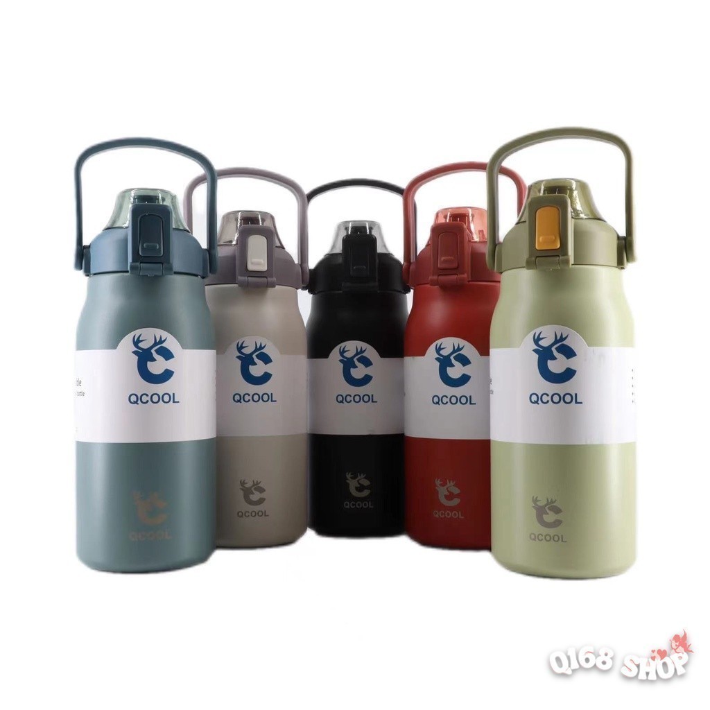 QCOOL🔥 กระติกน้ำ ขวดนำ้ 1.7L/1.3L แท้งค์เก็บอุณหภูมิ สแตนเลส316 กระติกน้ำเก็บความร้อน ขนาด 60oz ...
