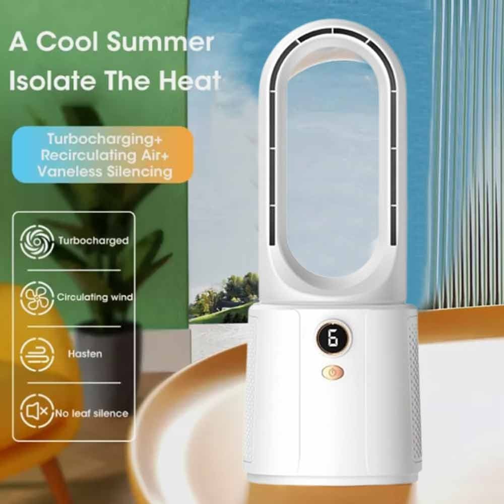 Bladeless Fan Portable Air Conditioner LED Display Desktop Fanless ...