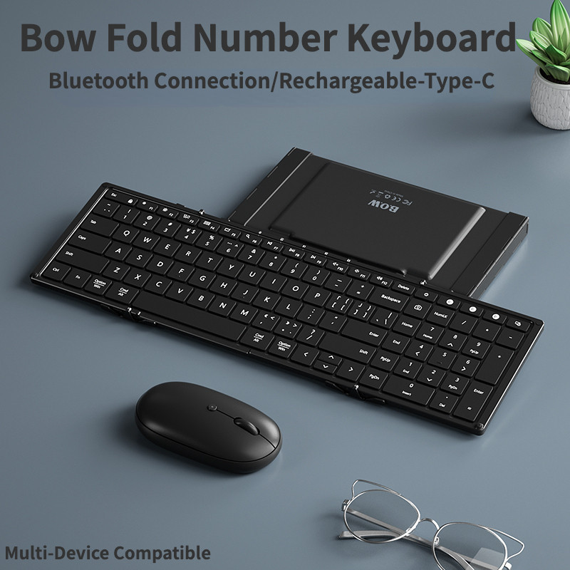 BOW Large-size Fold Wireless Bluetooth Keyboard and Mouse Is Suitable ...