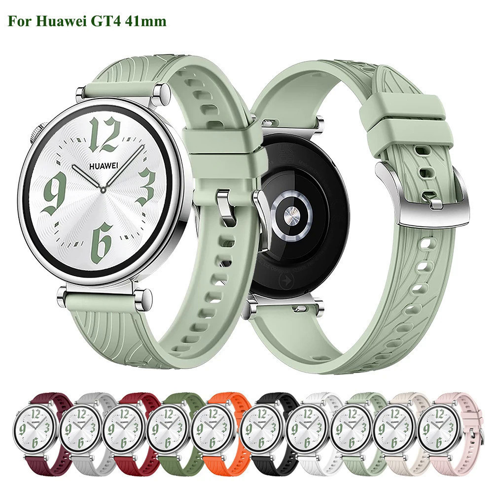 สายซิลิโคน18มม. สำหรับ Huawei GT4 41มม. สีเขียว GT 4 Universal band ...