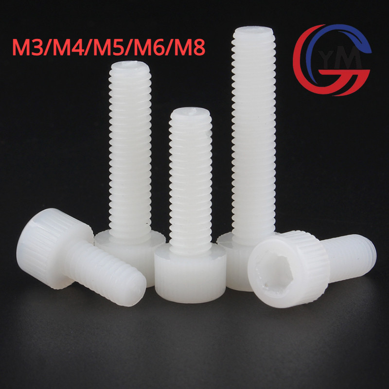 [YMH1] น็อต หัวจม หกเหลี่ยม ไนลอน เกลียวมิล ตลอด น็อต สกรู M3/M4/M5/M6/M8 Hexagon Socket Screw ...
