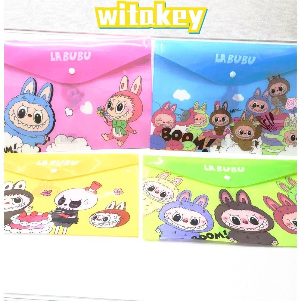 ที่ใส่ไฟล์ WITAKEY Labubu, ที่ใส่แฟ้ม Capybara PVC กันน้ํา, หัวเข็มขัด Snap แบบพกพา ทนทาน A4 ...