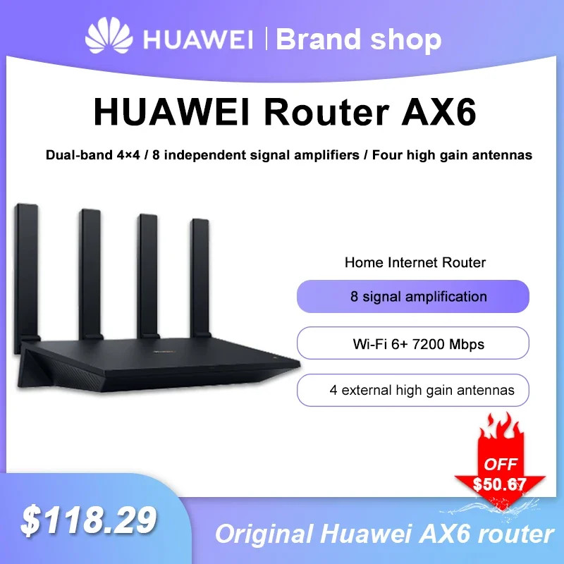 Huawei AX6 5G Router WiFi 6+ Dual-band 4K QAM 8 channel Signal Four ...