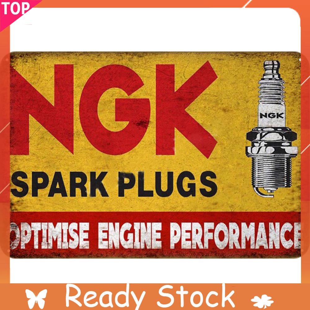 Vintage Metal NGK Spark Plug Tin Sign สี่เหลี่ยมผืนผ้าเหล็กภาพวาดตกแต่ง ...