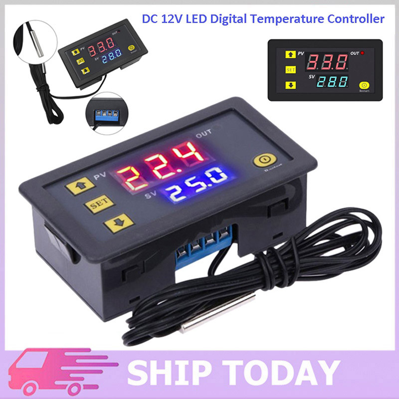 เครื่องวัดอุณหภูมิดิจิทัล W3230 12V 24V AC110-220V สายโพรบ 20A จอแสดงผล ...