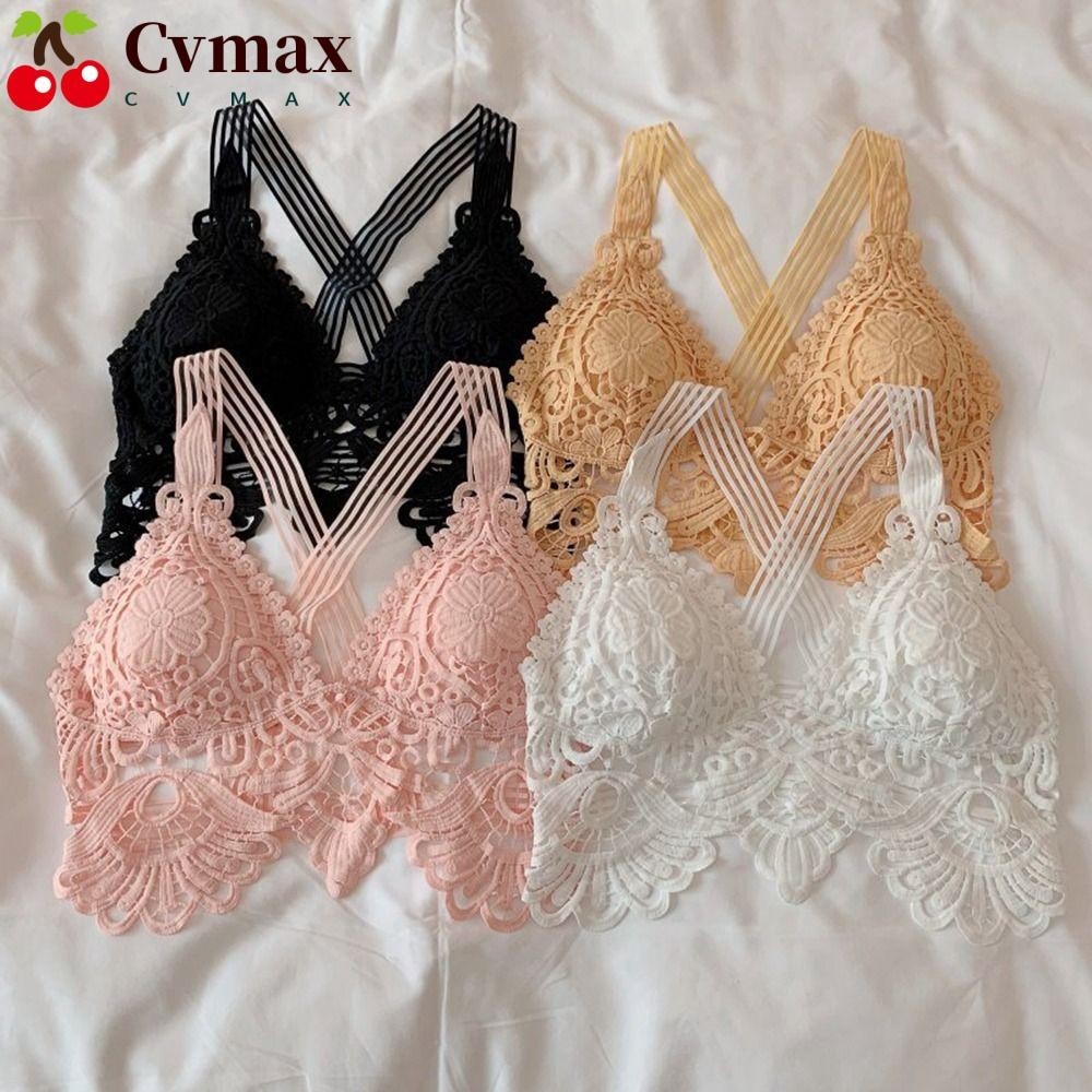 Cvmax เสื้อครอปท็อป สายเดี่ยว แต่งลูกไม้ ฉลุลาย ระบายอากาศ สําหรับผู้หญิง | Shopee Thailand