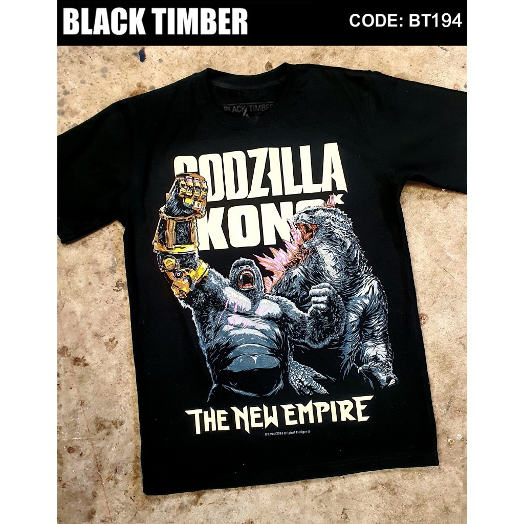 BT 194 Godzilla x Kong The New Empire เสื้อยืด สีดำ BT Black Timber T-Shirt ผ้าคอตตอน 100% สกรีน ...