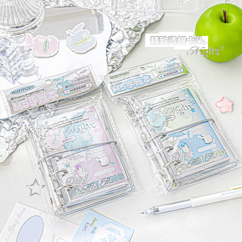 ไดลี่|M5 Silver Handbook Mini Pocket Notebook pvc Loose-leaf Notebook ...