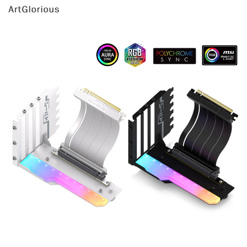 Art ใหม่ Riser White & Black PCI-E X16 ATX กราฟิกการ์ดแนวตั้ง GPU ...