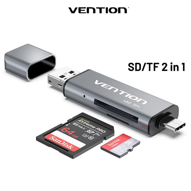 Vention Usb Card Reader 2.0 3.0 Tf Sd Micro Type-C Otg Converter For ...