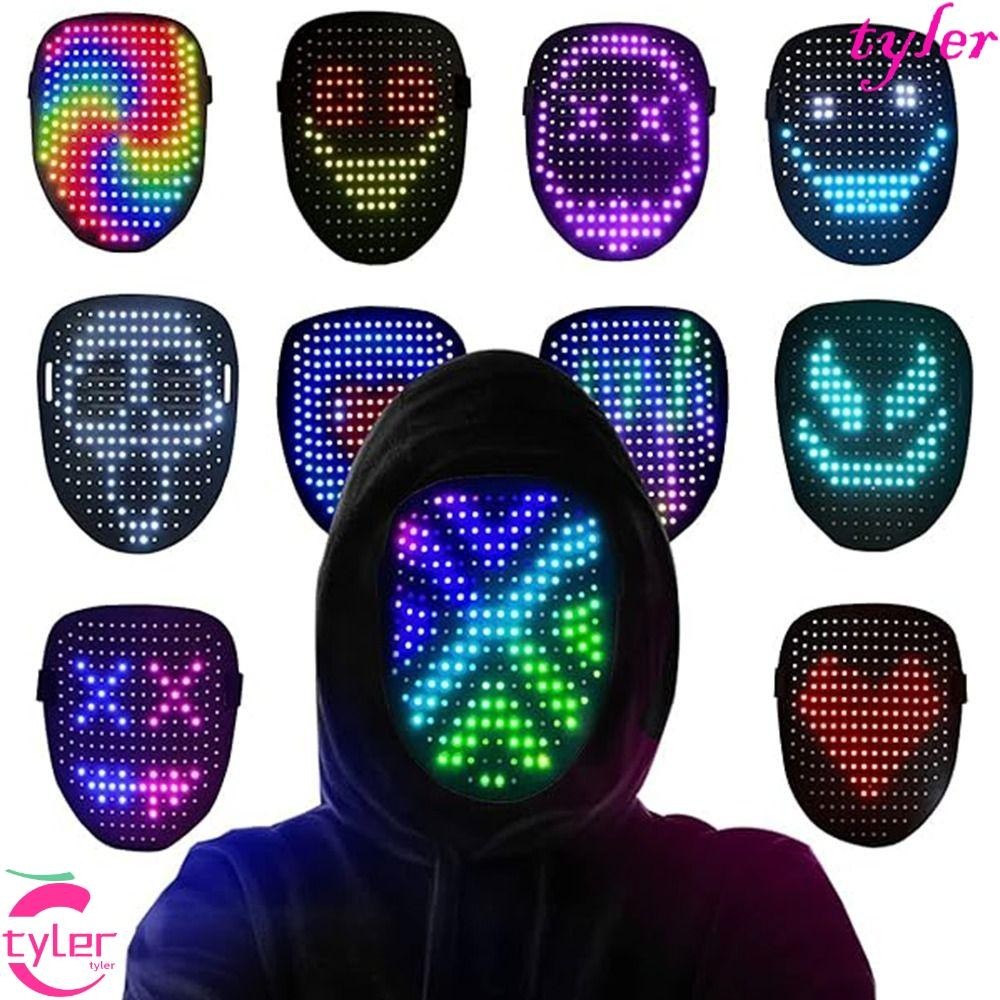 Tyler ฮาโลวีน LED Mask, เปลี ่ ยน Face Gesture Induction Light Up Mask ...