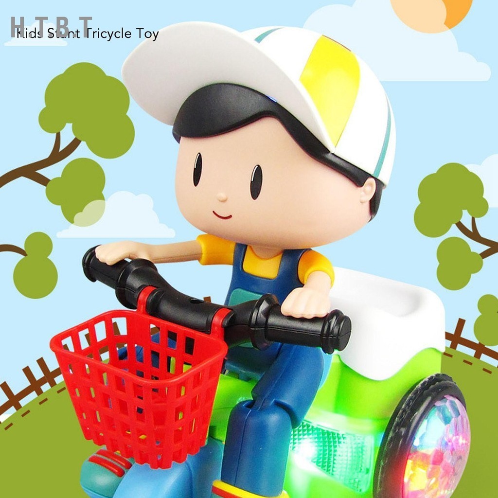 H.T.B.T รถสามล้อไฟฟ้าของเล่น Cool เสียงหมุน Universal ล้อการ์ตูน Stunt ...