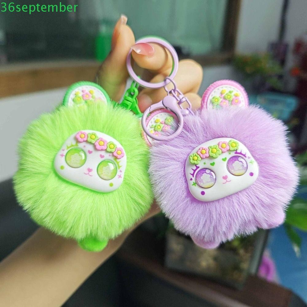 Spepember ดอกไม้ Sea Bear พวงกุญแจ, น่ารัก Pompom Furry Bear พวงกุญแจ, กระเป๋า Charm น่ารัก ...