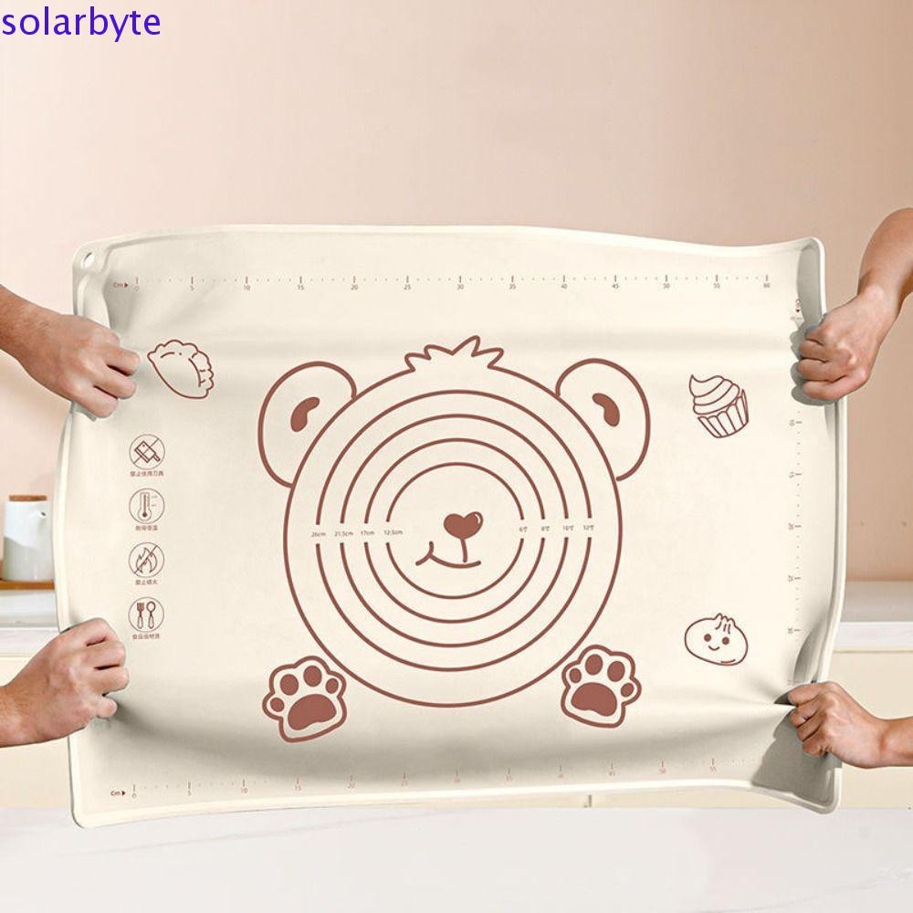 Solarbyte แผ่นรองนวดซิลิโคน, แผ่นรองแป้งขอบยกสี่เหลี่ยมผืนผ้า, Bakeware กันลื่นหนาการ์ตูนหมีรูป ...