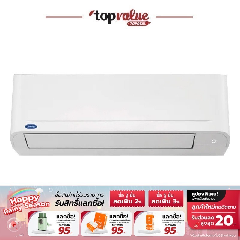 [เหลือ 12,137 ทักแชท] CARRIER แอร์ติดผนัง FIX SPEED Copper 7 9,200 - 25,250 BTU รับประกัน ...