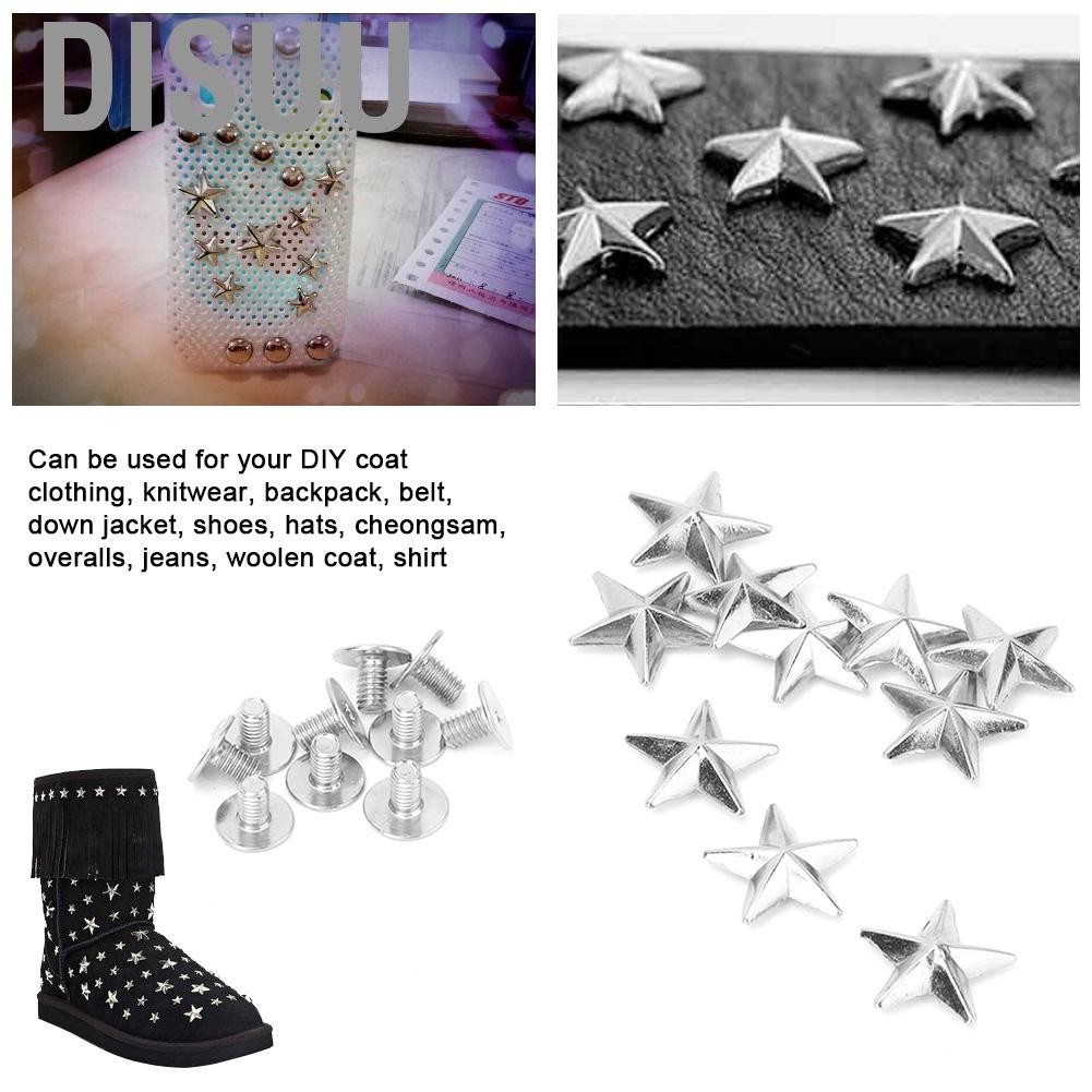 Disuu 10 ชิ้น Star Shape Rivet สกรู Rivets โลหะผสมสังกะสีหนัง Craft แบน ...