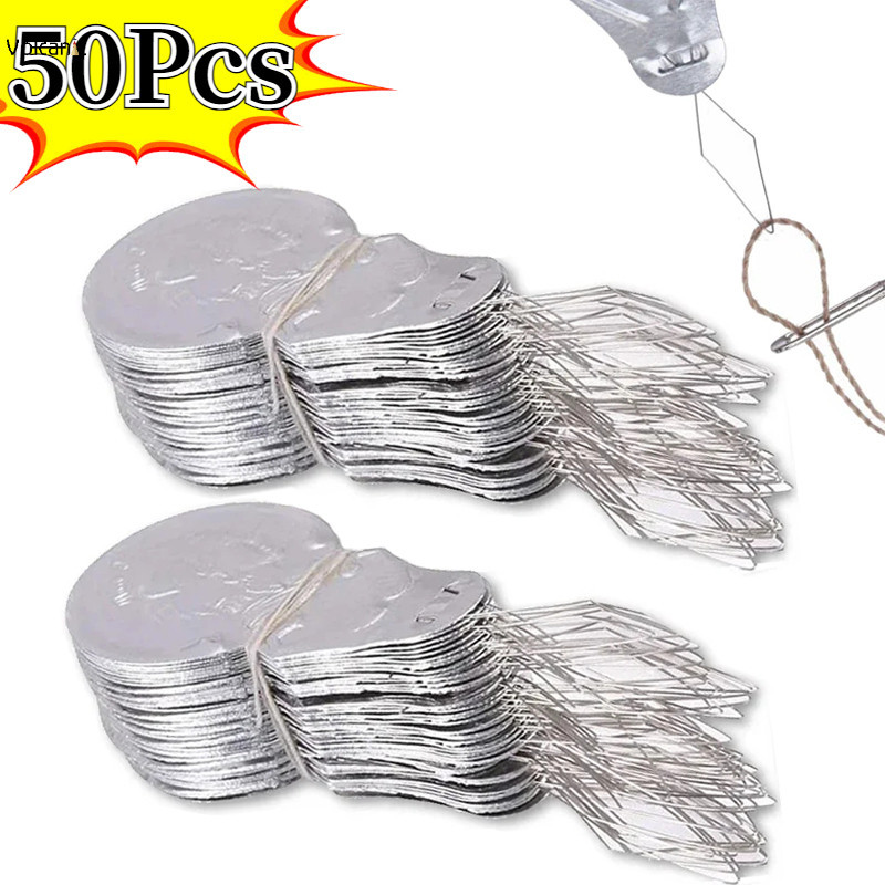 50 ชิ้นอลูมิเนียมบาง Slice เข็ม Threader Punch อุปกรณ์เย็บผ้า/เรียบง่าย ...