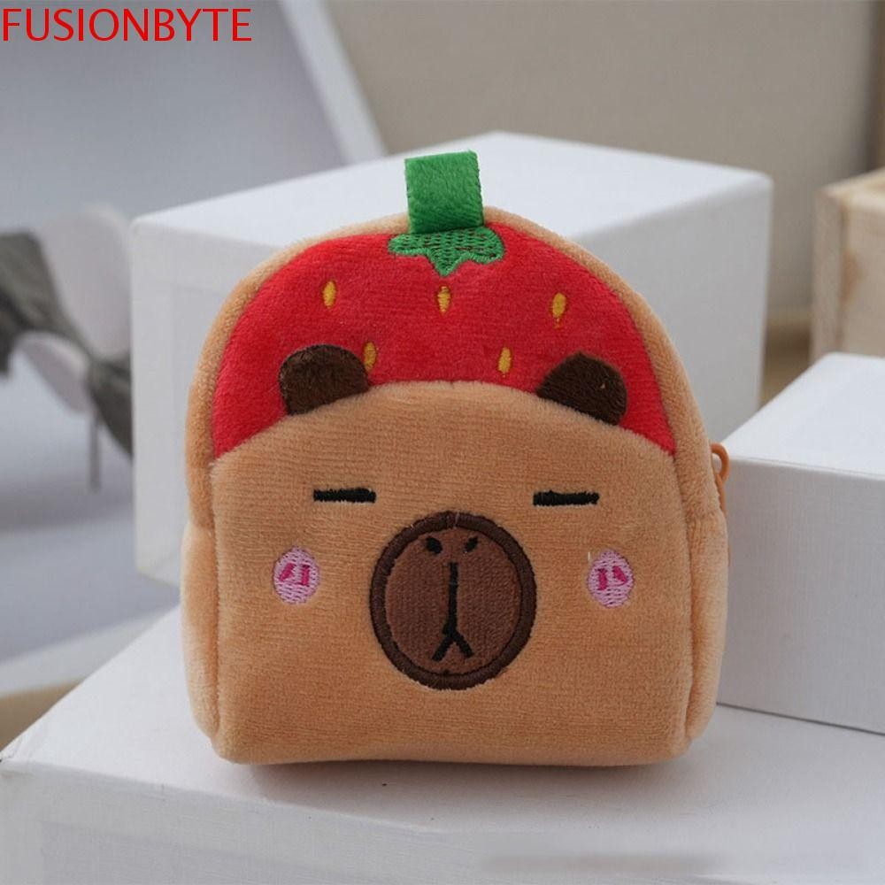 Fusionbyte Capybara กระเป๋าใส่เหรียญตุ๊กตา, การ์ตูนสัตว์แตงโม Capybara Plush กระเป๋าสตางค์ ...