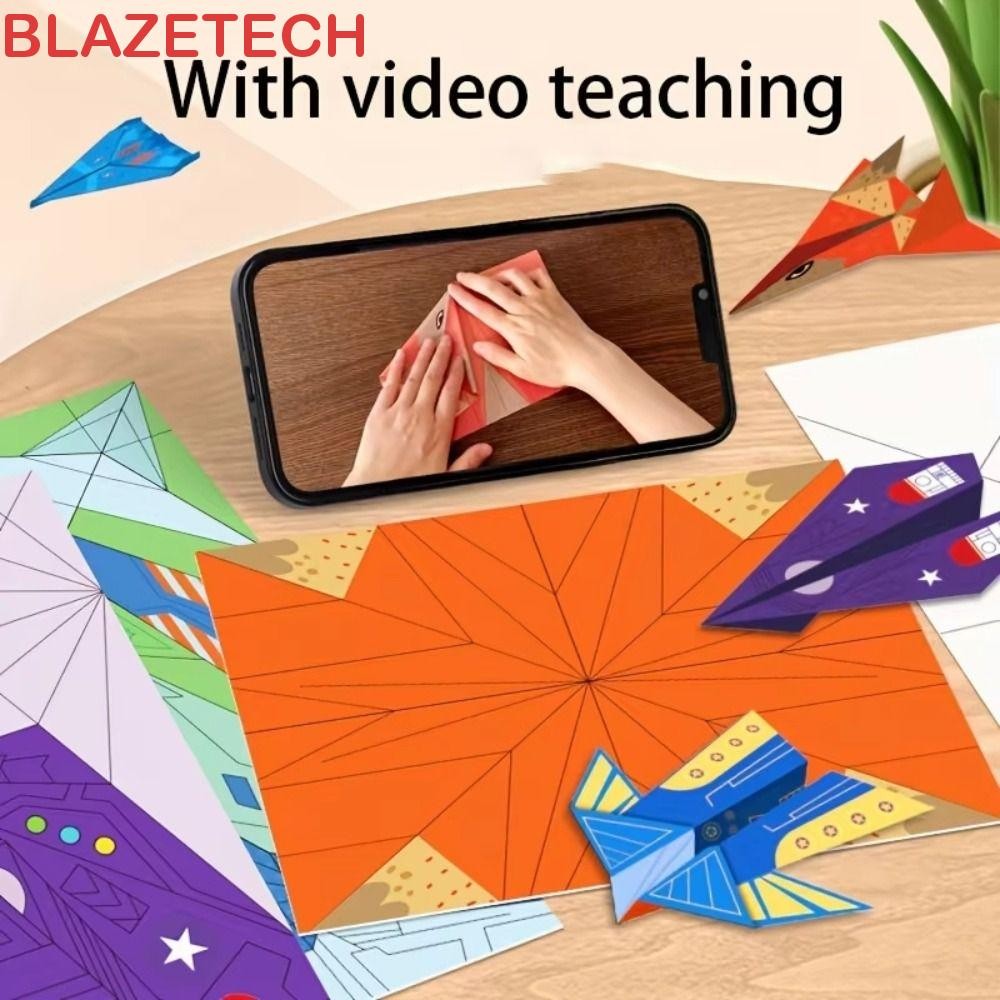 Blazetech ชุดกระดาษสีทําด้วยมือ, Montessori กระดาษเครื่องบิน Origami ...