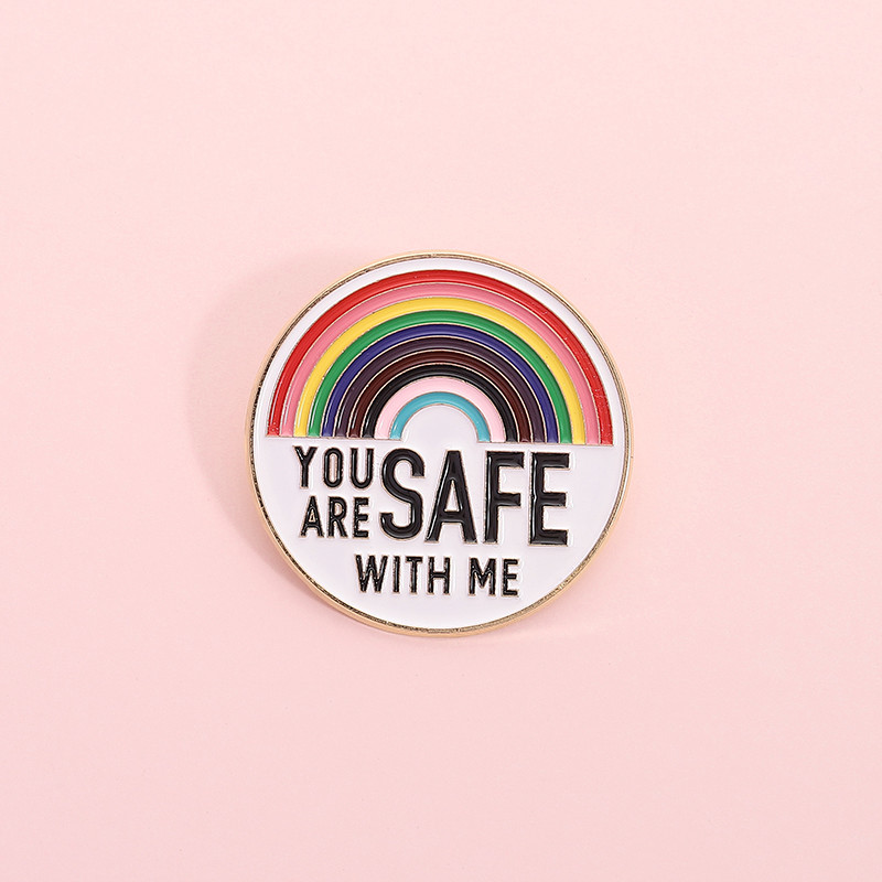 You Are Safe with Me เข็มกลัด Pins Rainbow Pride เข็มกลัดโลหะ Pins ...