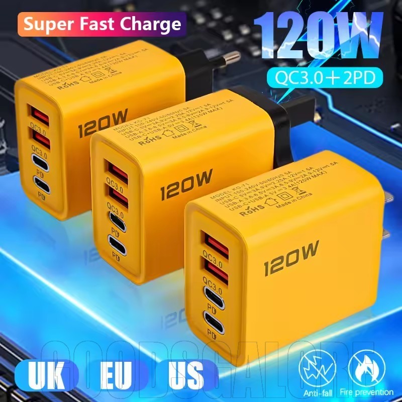 120w Ultra Fast Charger - 4 พอร์ต Type C USBC Quick Charging Charger ...