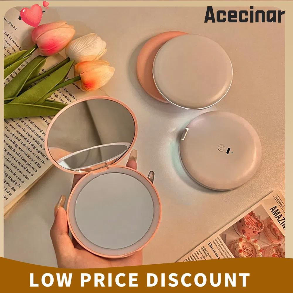 Acecinar กระจกแต่งหน้า LED, Mini USB ชาร์จกระจกแต่งหน้าเรืองแสง,แบบพกพา ...