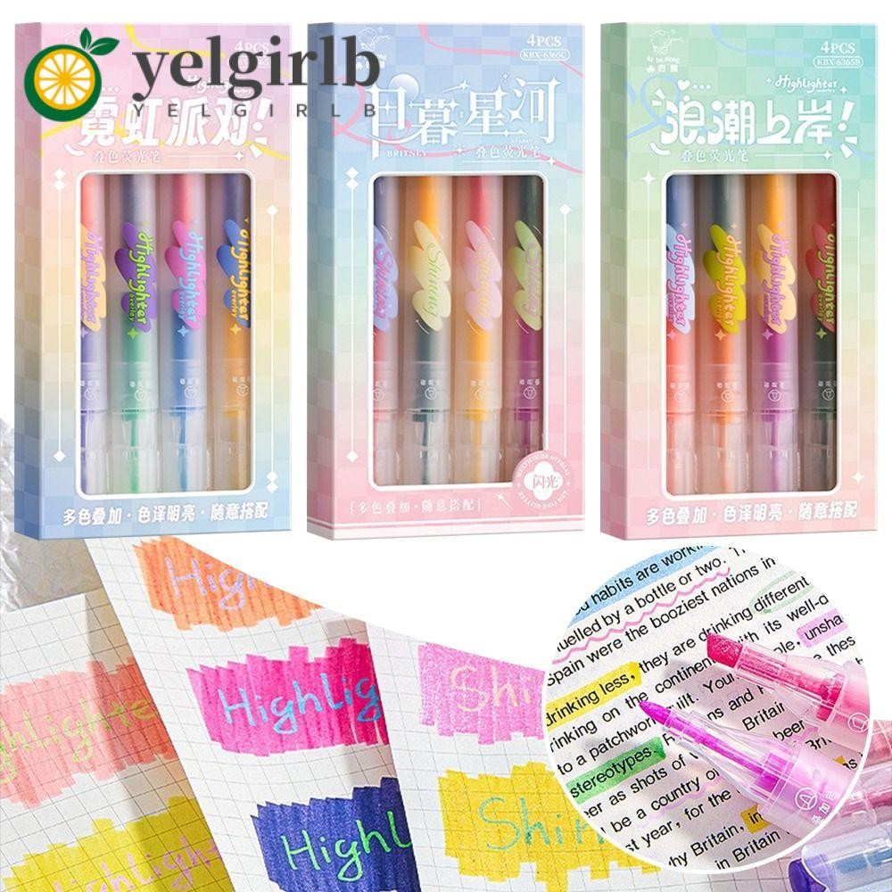 Yelgirlb 4 ชิ้น/เซ็ต Highlighter ปากกา,การเขียนวาดสี Stackable ปากกาเรืองแสง,คุณภาพสูง DIY สมุด ...