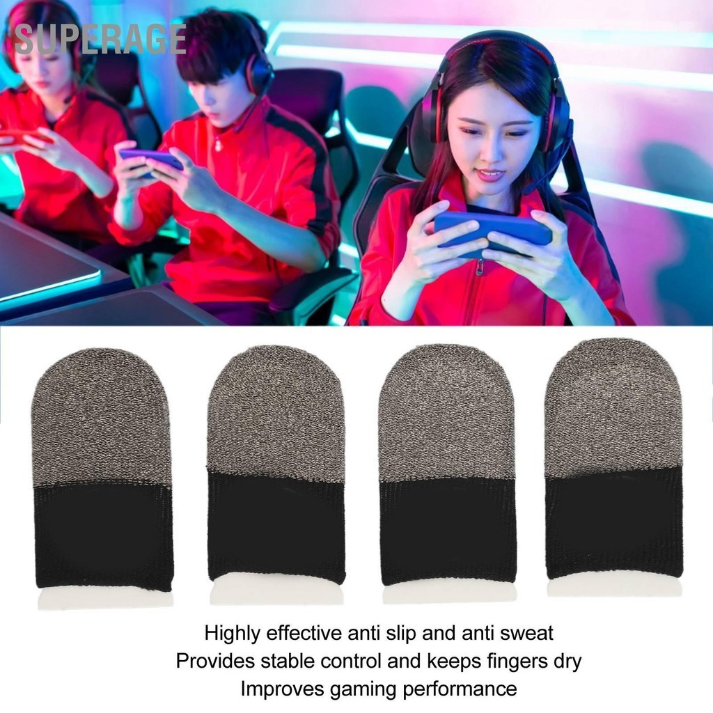 Superage 4PCS Gaming Finger Sleeves กันลื่น Sweatproof Mobile Protector ...