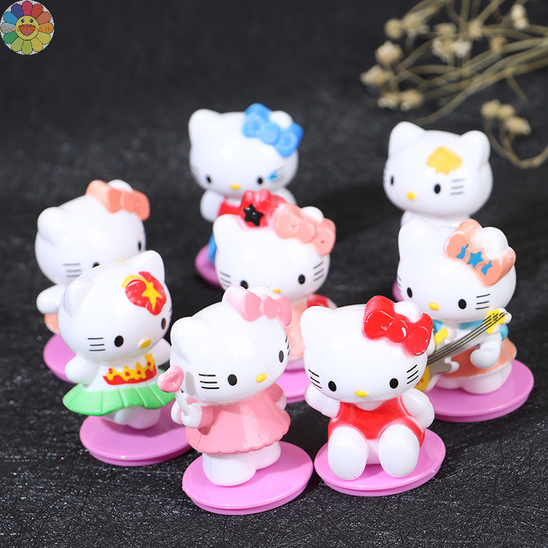 Gogo 8 ชิ้น/เซ็ต Hello Kitty hand-made ตุ๊กตา Kitty Cat ของเล่นเค้กตก ...