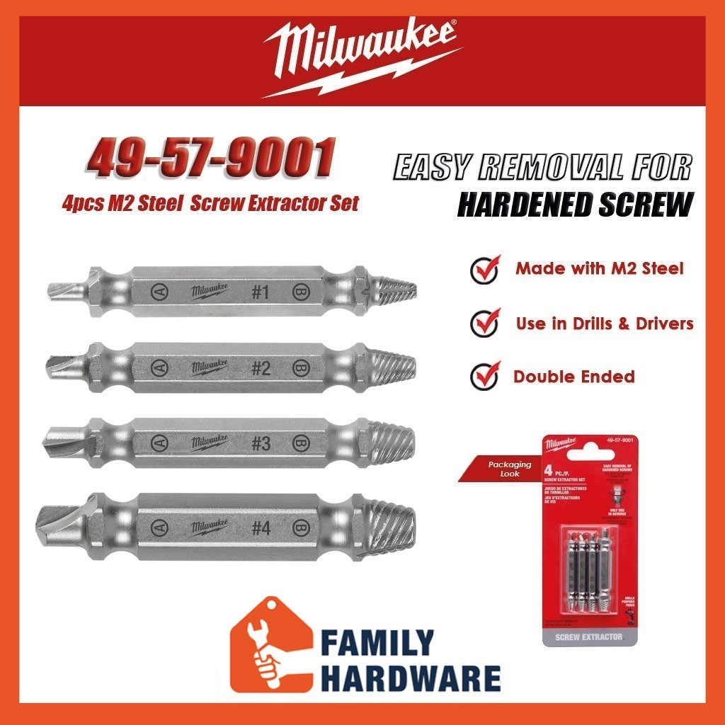 Milwaukee 49-57-9001 ชุดแยกสกรูเหล ็ ก M2 4 ชิ ้ น 49579001 ( ขนาด 1,2 ...