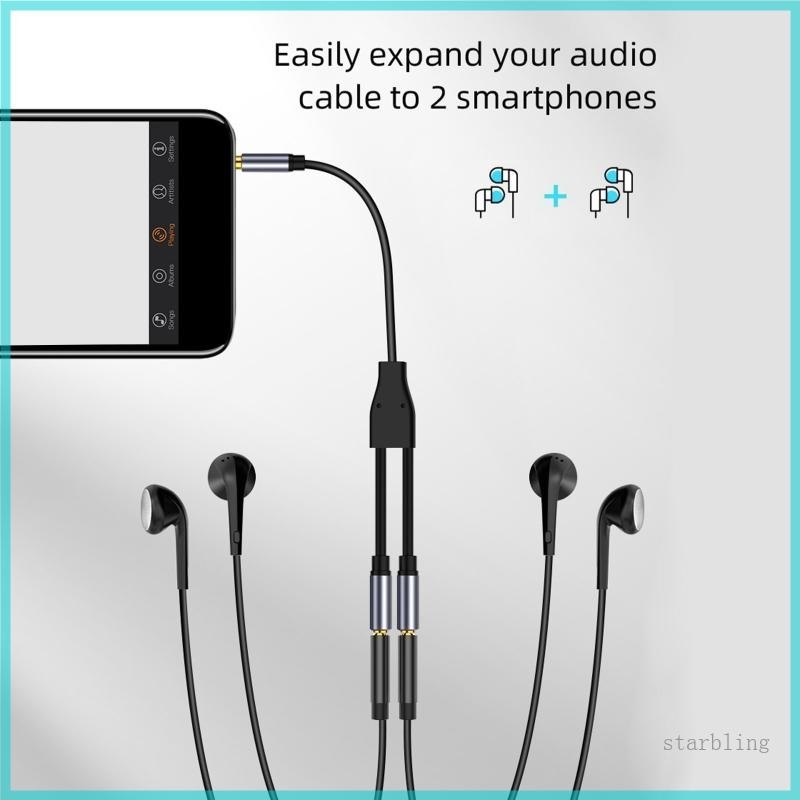 Star Headphone Splitter Cable 3 5mm Jacks Splitter Extension สาย AUX 3 ...